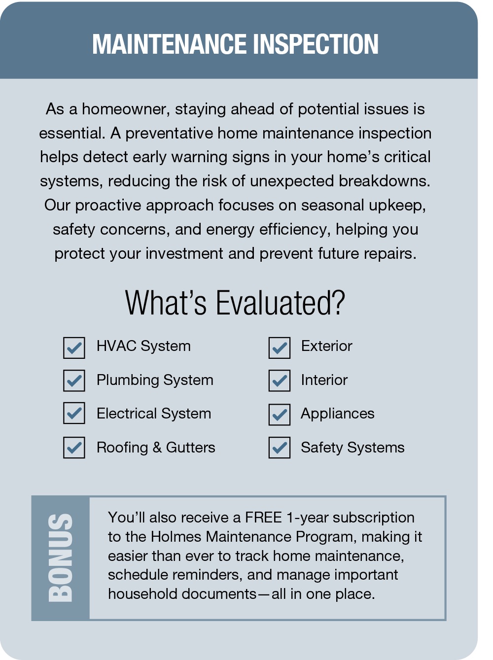 Maintenance Home Inspection - Mike Holmes Inspections